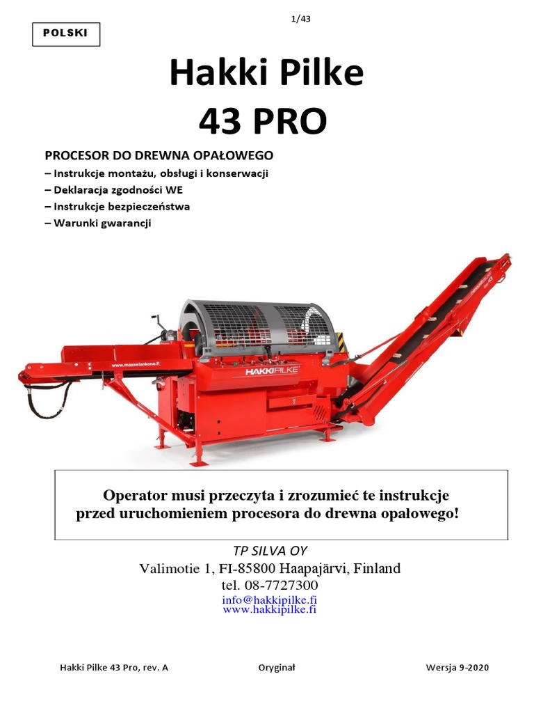 Hakki Pilke 43 PRO PROCESOR DO DREWNA OPAŁOWEGO | PDF