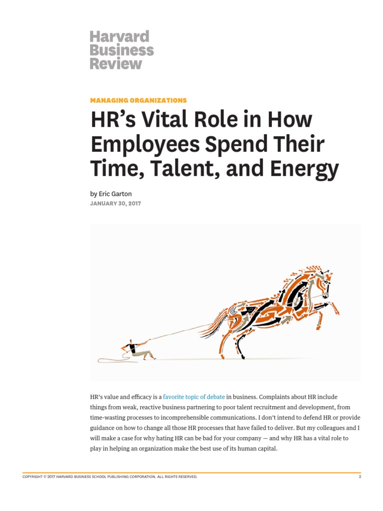 HR's Vital Role in How Employees Spend Their Time, Talent and Energy | PDF | Human Capital ...