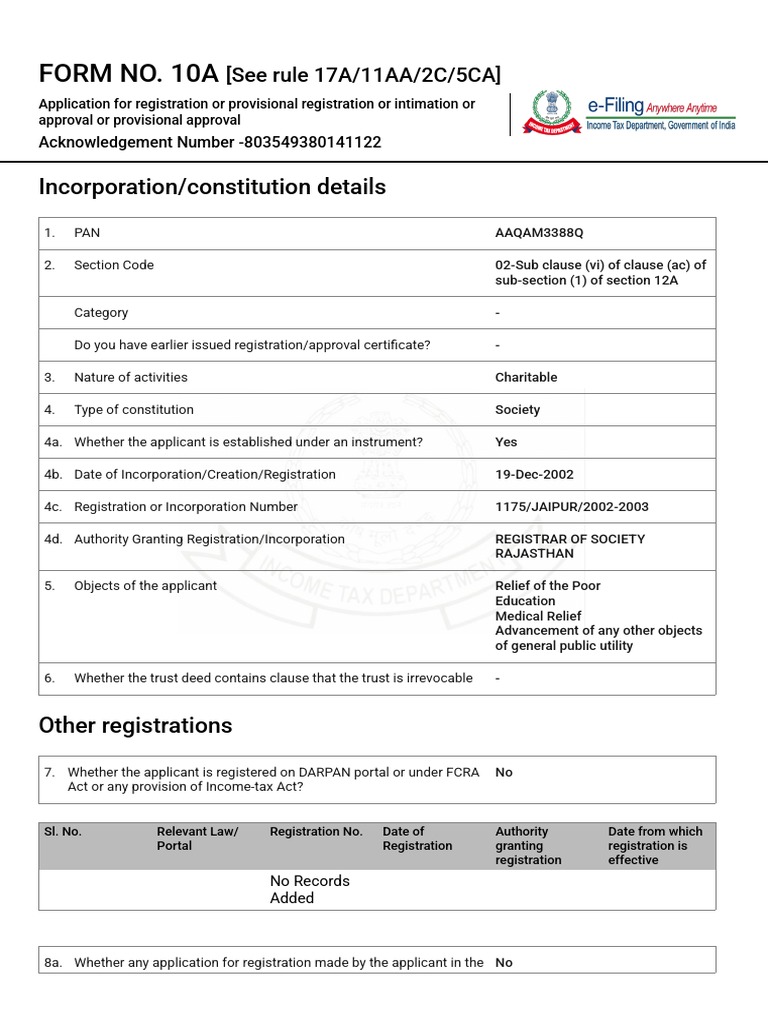 Form 10A - Filed Form | PDF | Trust Law | Private Law