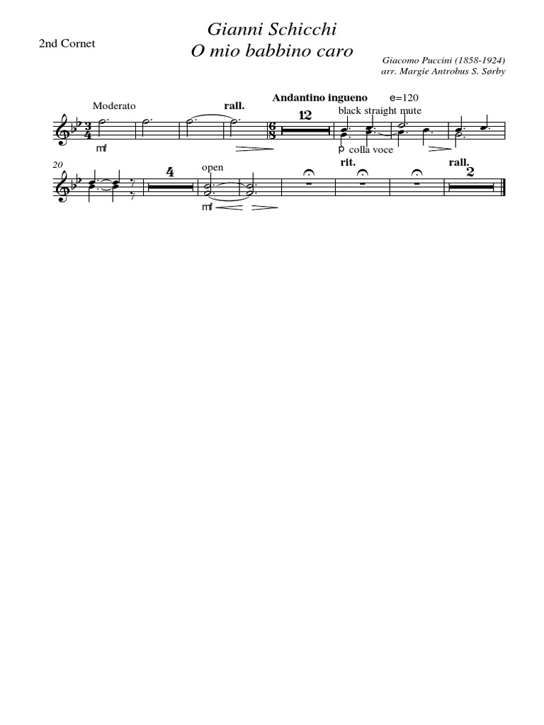 O Mio Babbino 06 2nd Cornet | PDF