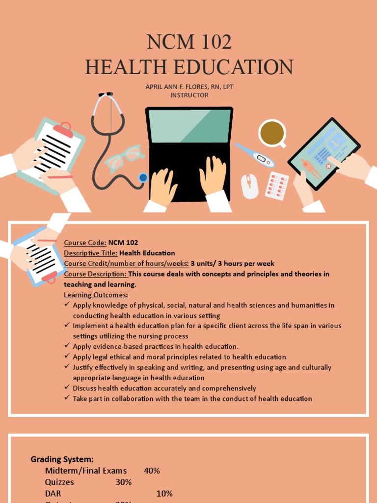 NCM 102: Health Education Overview | PDF | Health Education | Nursing