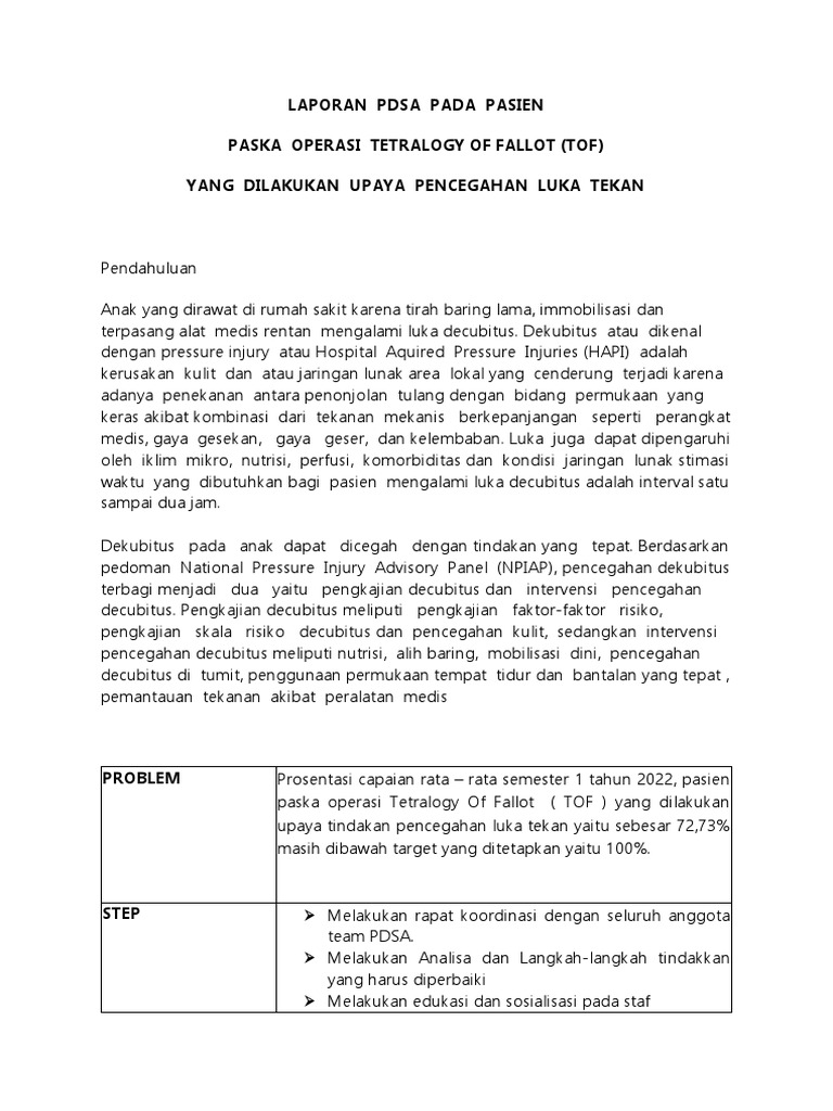 LAPORAN PDSA PADA PASIEN Tof | PDF | Sains & Matematika