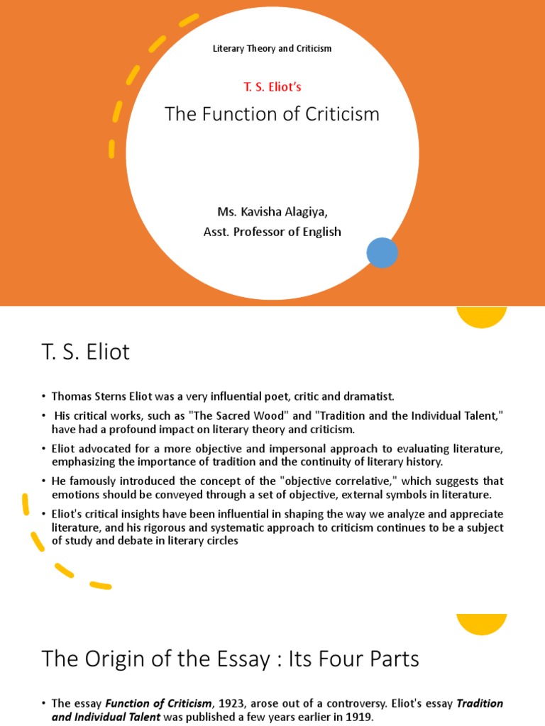 Eliot's Function of Criticism Explained | PDF | Social Science | Philosophy