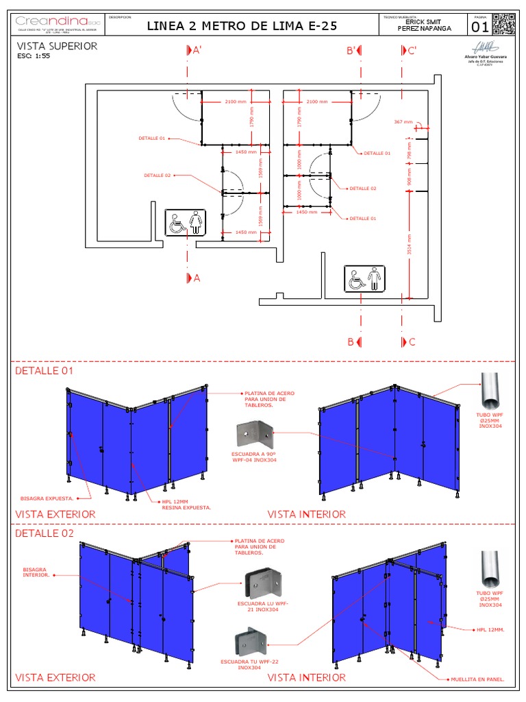 Planos Paneles Divisorios E-25 11-07-2023 | PDF | Tornillo | Carpintería