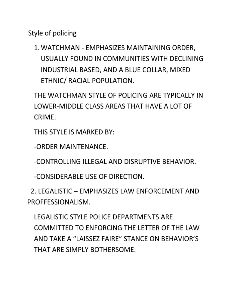 Style of Policing | PDF