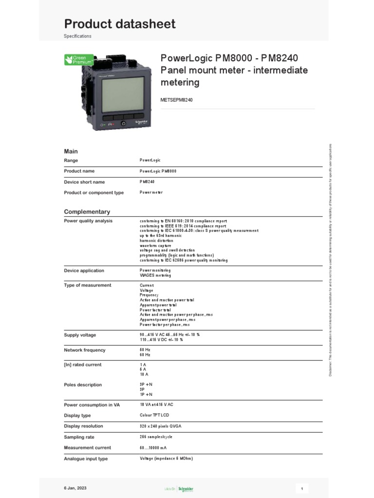 PowerLogic PM8000 Series - METSEPM8240 | PDF