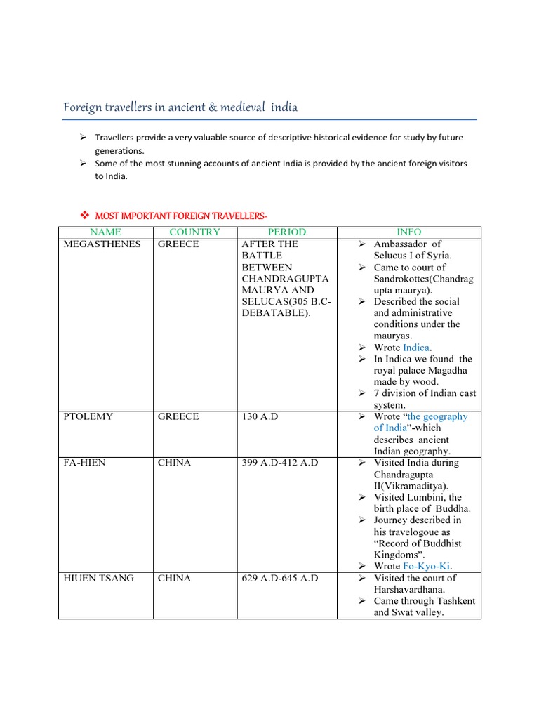 Foreign Travellars in Ancient and Medieval India | PDF | South Asia | Asia