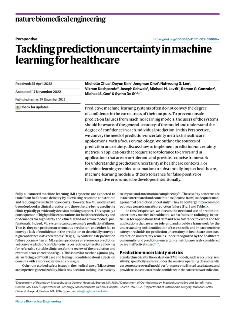 Tackling Prediction Uncertainty in Machine Learning For Healthcare ...