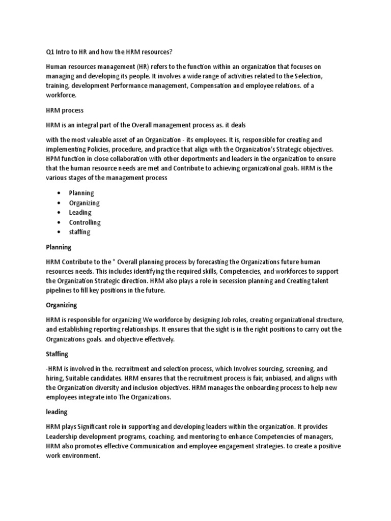 HRM by Garry Dessler Chapter 1 Summery | PDF | Human Resource Management | Performance Indicator