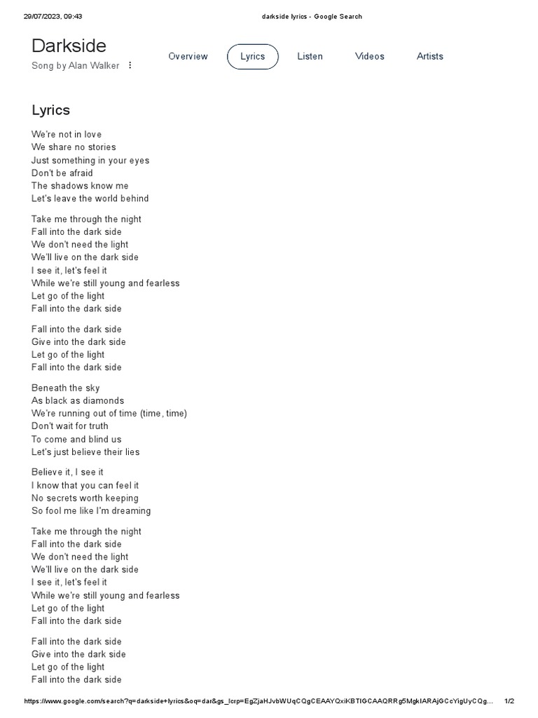 Darkside Lyrics | PDF