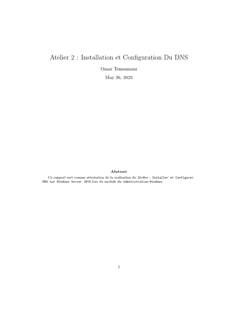 Atelier 2 Installation Et Configuration Du DNS | PDF Atelier 2 Installation Et Configuration Du DNS | PDF