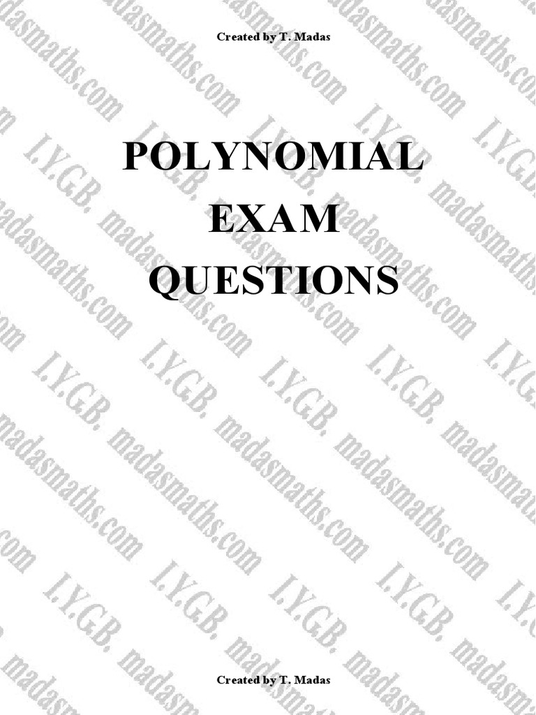 Polynomials Exam Questions Intro | PDF