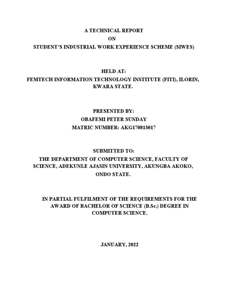Obafemi Siwes Report | PDF | Network Switch | Computer Network