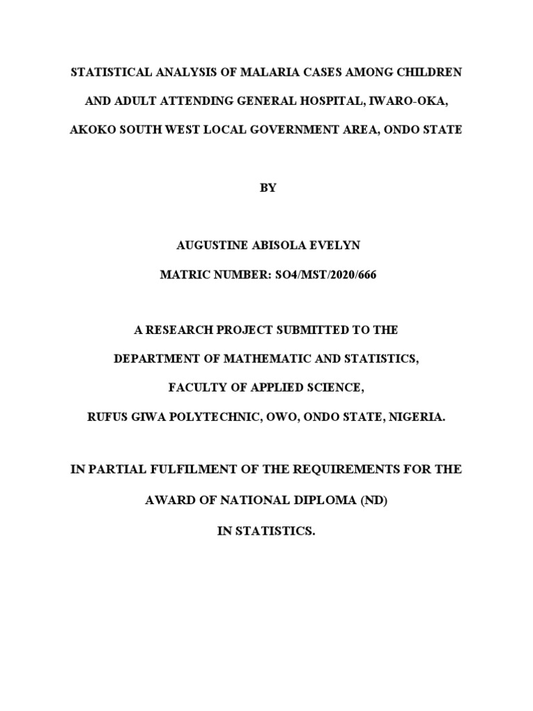 Project Augustine Abisola | PDF | Malaria | Plasmodium
