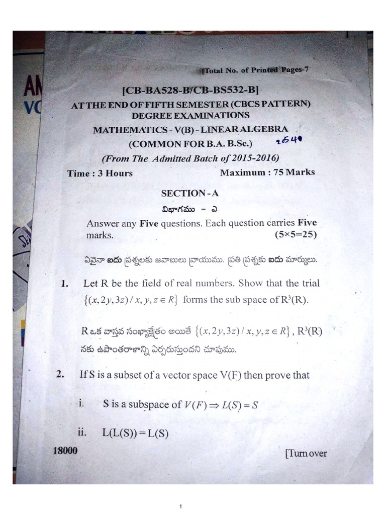 AKNU 5th Sem Mathematics 5bprevious Question Paper | PDF AKNU 5th Sem Mathematics 5bprevious Question Paper | PDF