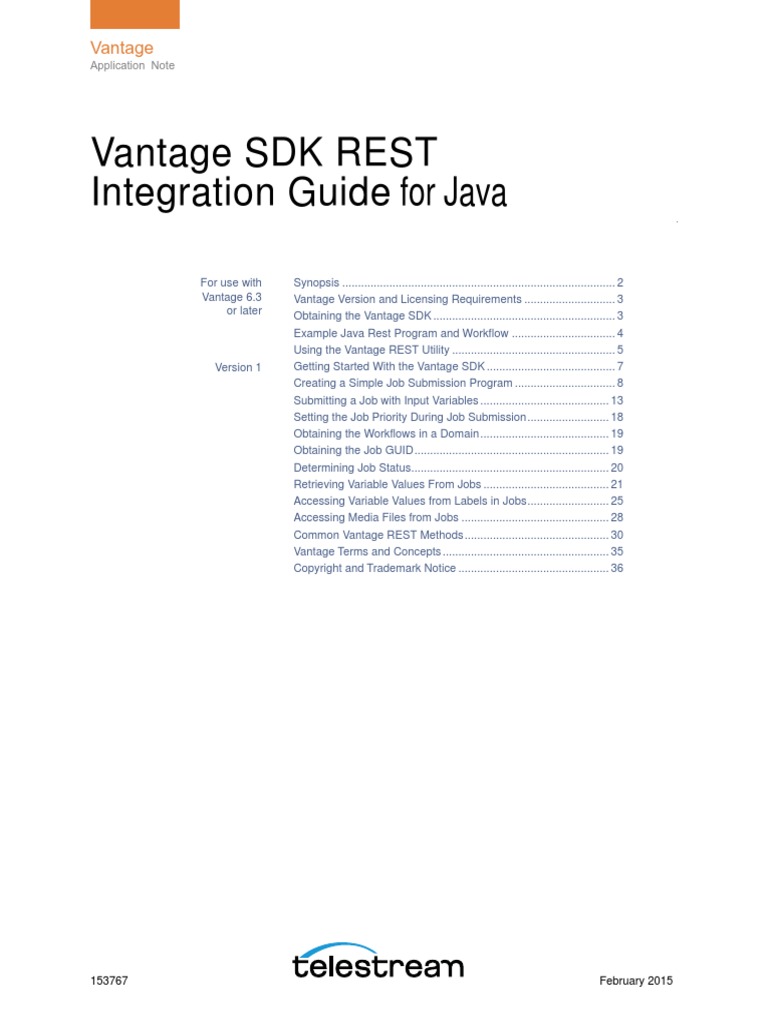 Vantage App Note SDK Rest Int Guide V1.0 | PDF | Representational State ...