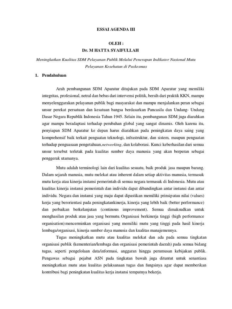 Essai Agenda 3 (DR.M Hatta Syaifullah) | PDF