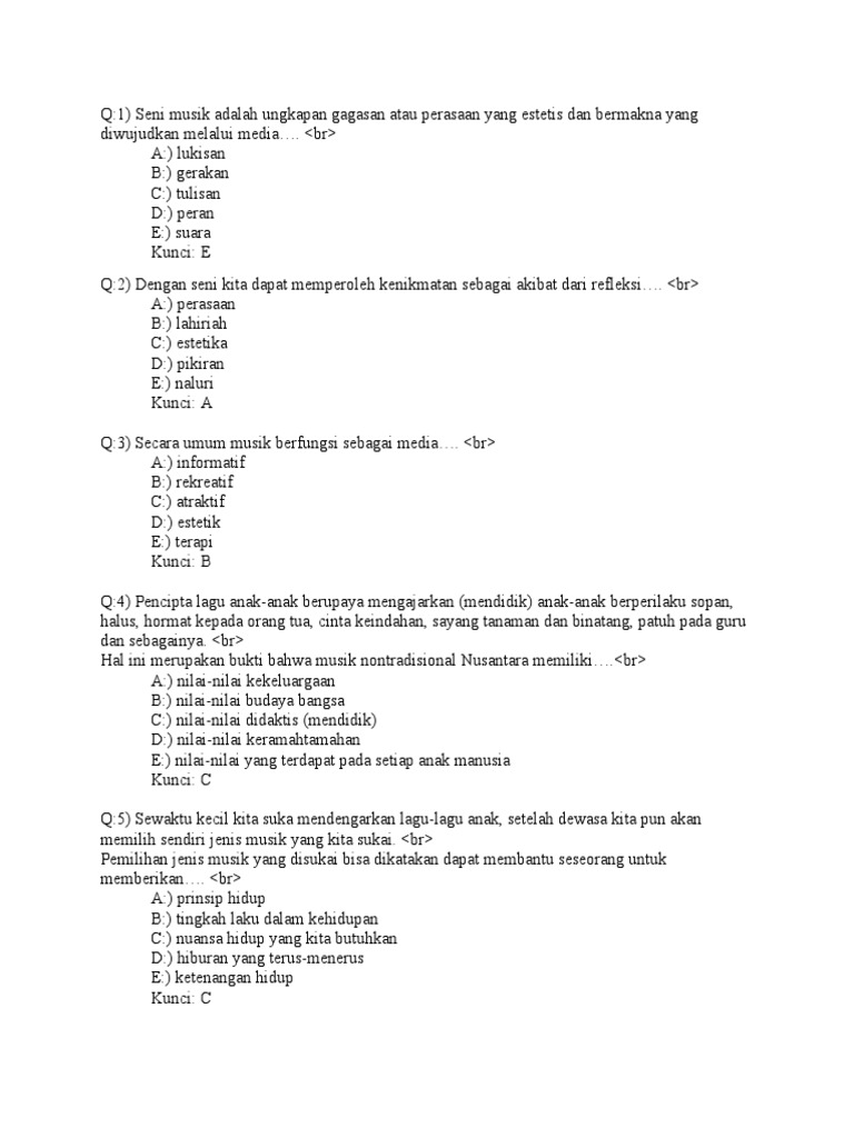 Seni Musik XB & E PAS 2023 | PDF