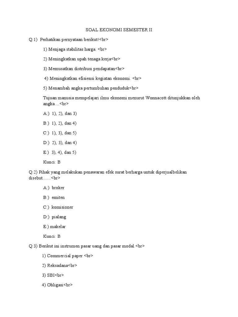 Soal Ekonomi Kelas X | PDF