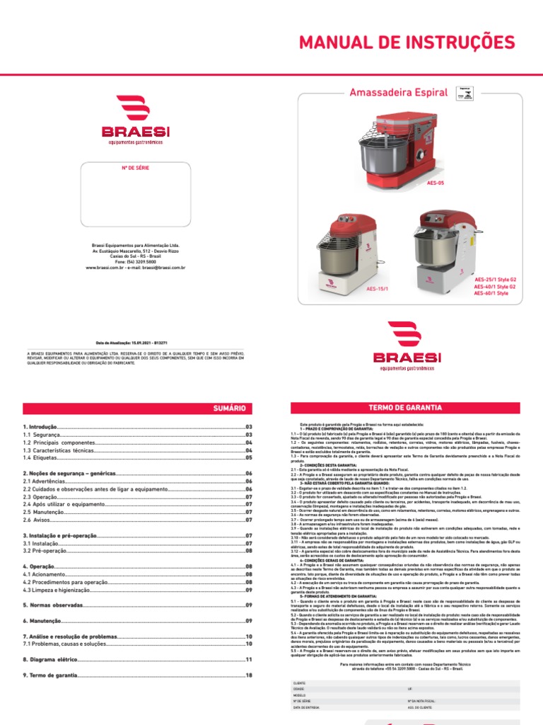 Amassadeira Espiral - Aes 25 - Braesi | PDF | Tecnologia e Engenharia