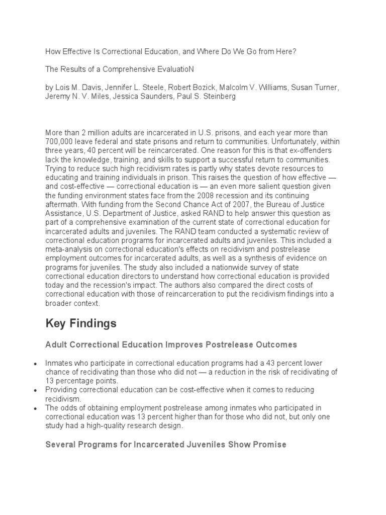 How Effective Is Correctional Education | PDF | Prison | Recidivism