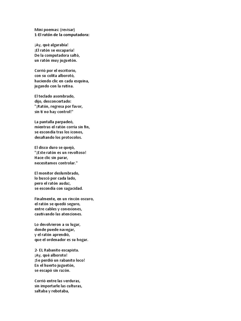 Mini Poemas | PDF | Informática | Equipo de oficina