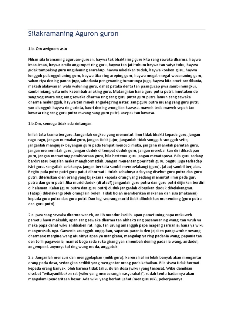 Lontar Silakramaning Aguron Guron | PDF | Seni & Disiplin Bahasa ...