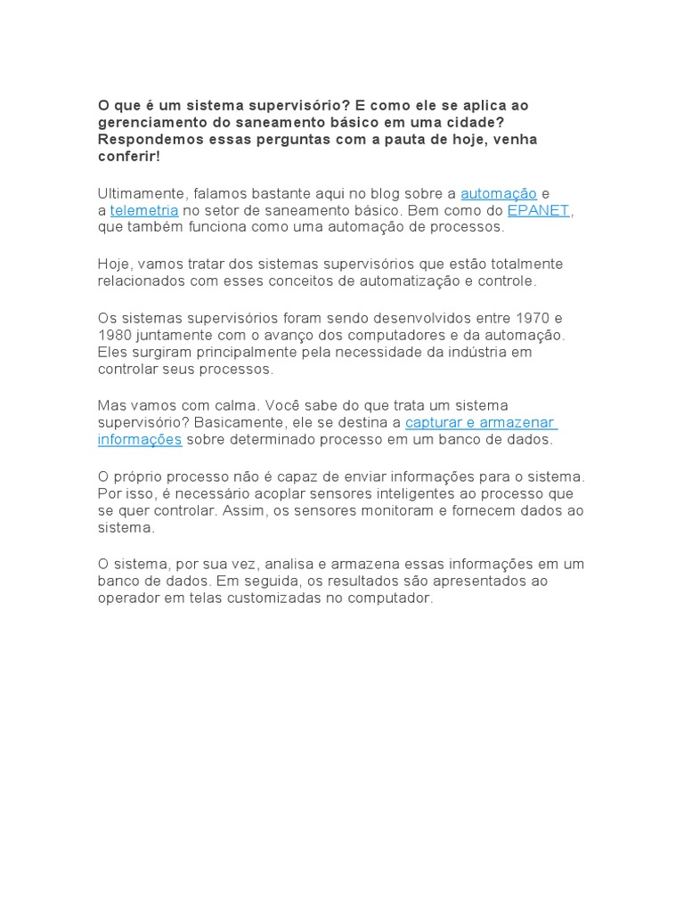 O Que É Um Sistema Supervisório | PDF | Scada | Automação