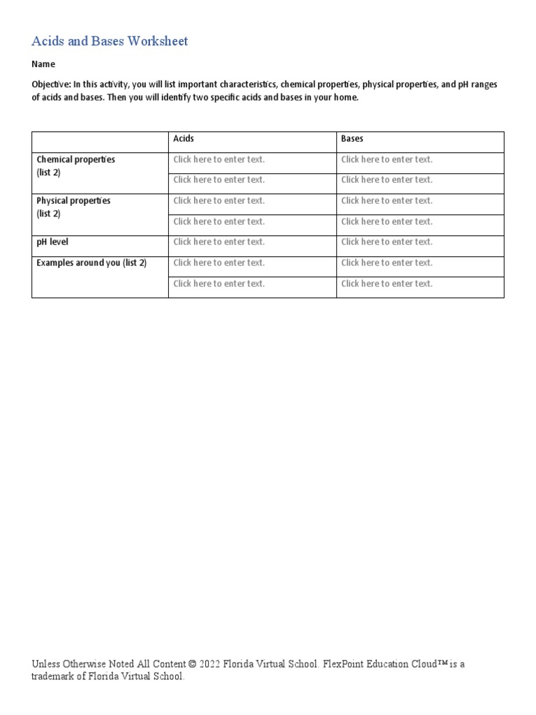 Worksheet Acid Base | PDF | Foreign Language Studies