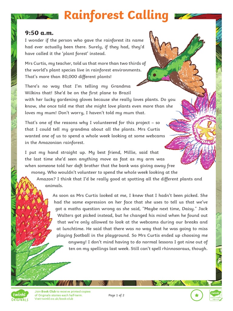 Rainforest Calling Differentiated Reading Comprehension Activity - Ver ...