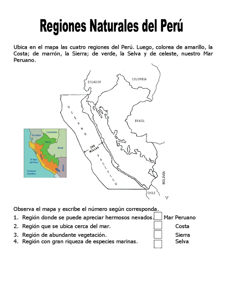 Ubica en El Mapa Las Cuatro Regiones Del Perú | PDF