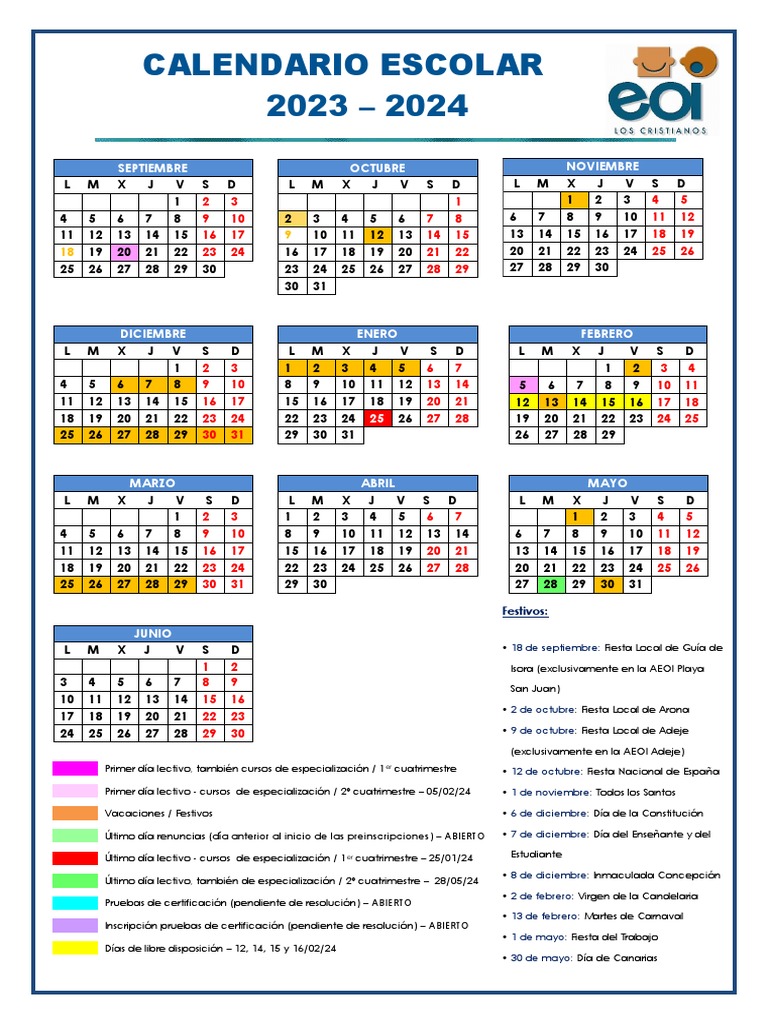 Calendario Escolar 2023 24 | PDF | Observancias | Fiestas cristianas y días santos