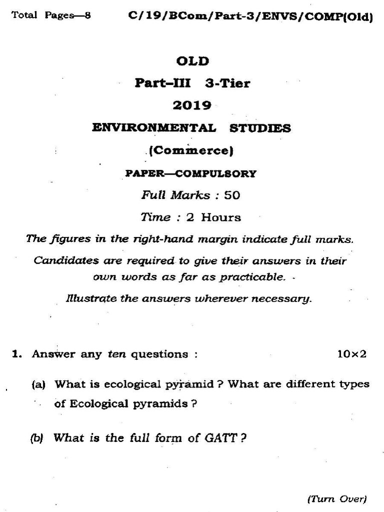 ENVS - Compulsory 2019 Set 2 | PDF