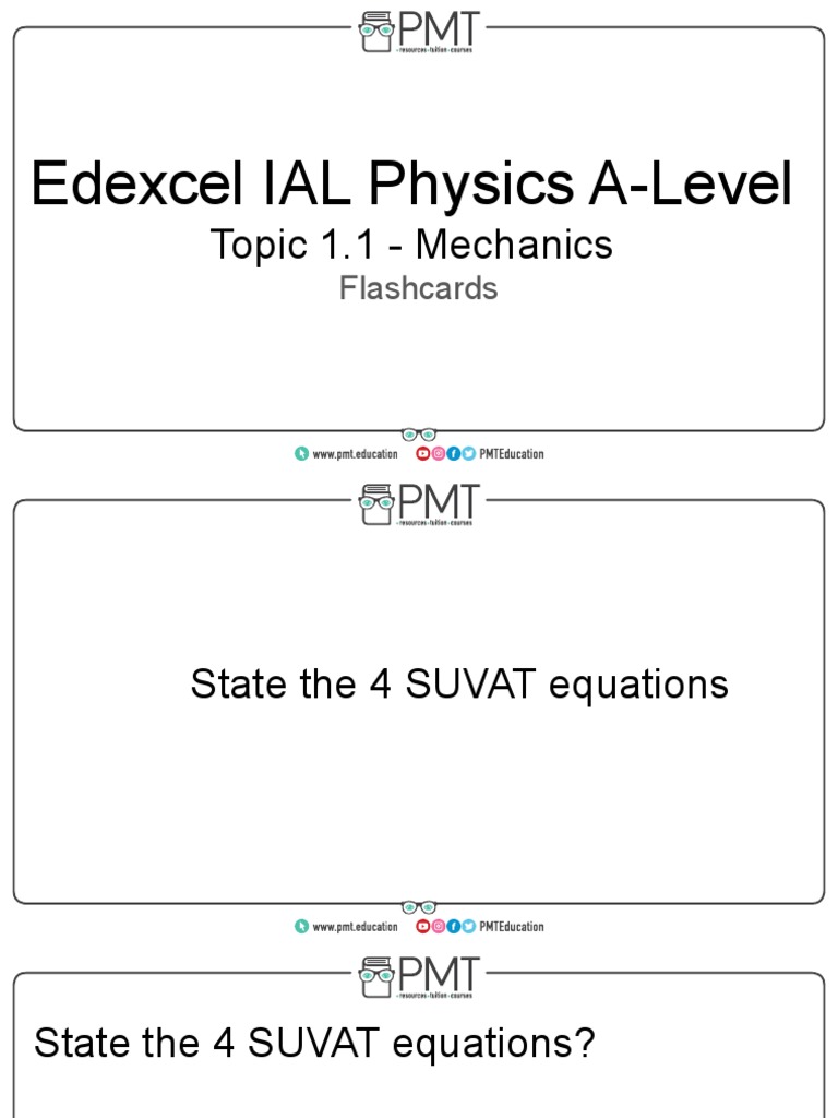Flashcards - 1.1 Mechanics - Edexcel IAL Physics A-Level | PDF ...