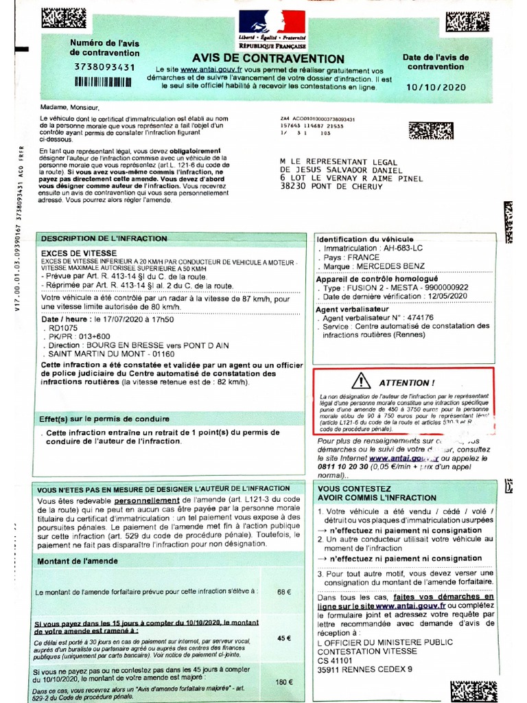 Avis de Contravention | PDF