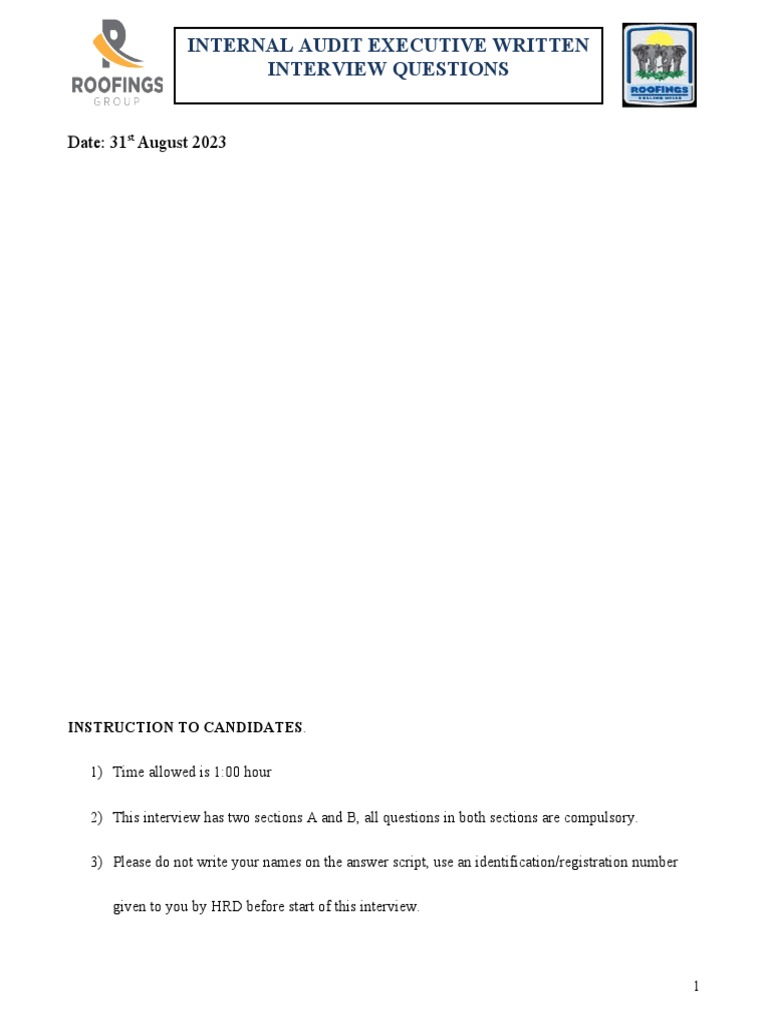 Internal Audit Executive Interview Questions | PDF | Internal Audit | Audit