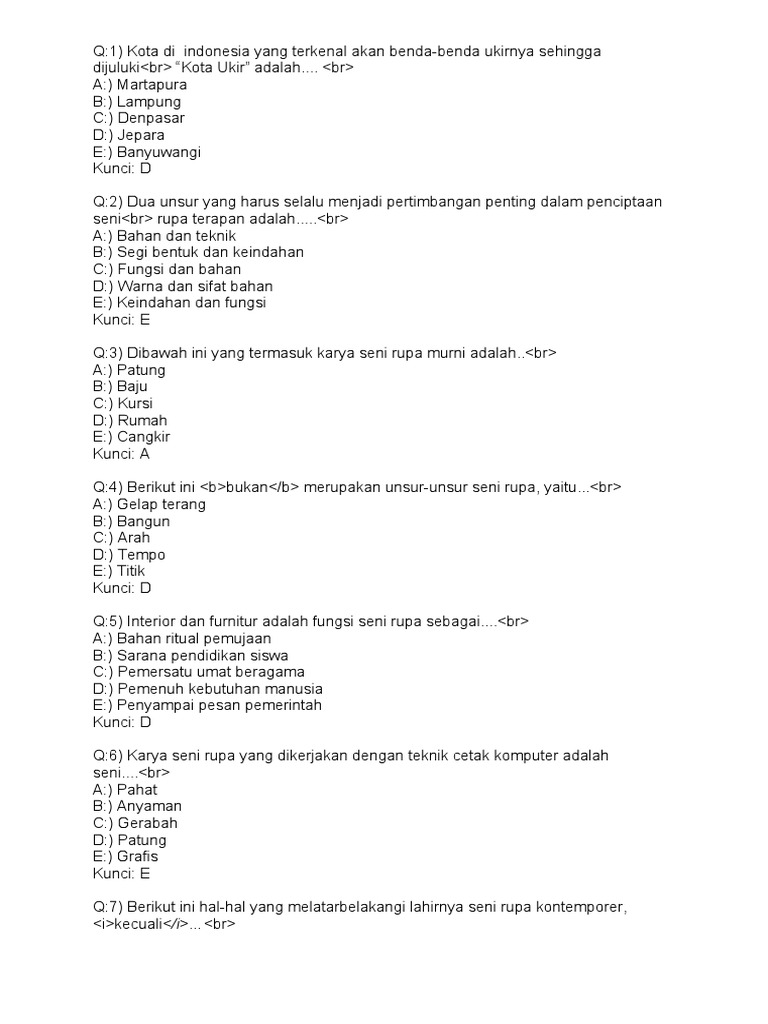 Soal Pas Seni Budaya Kelas X | PDF | Griya & Taman | Seni