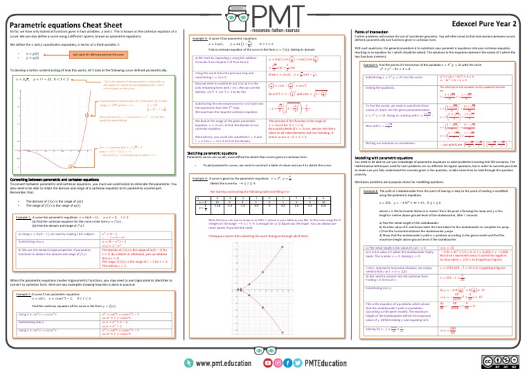 Ch 8 Parametric Equations Pdf Equations Curve