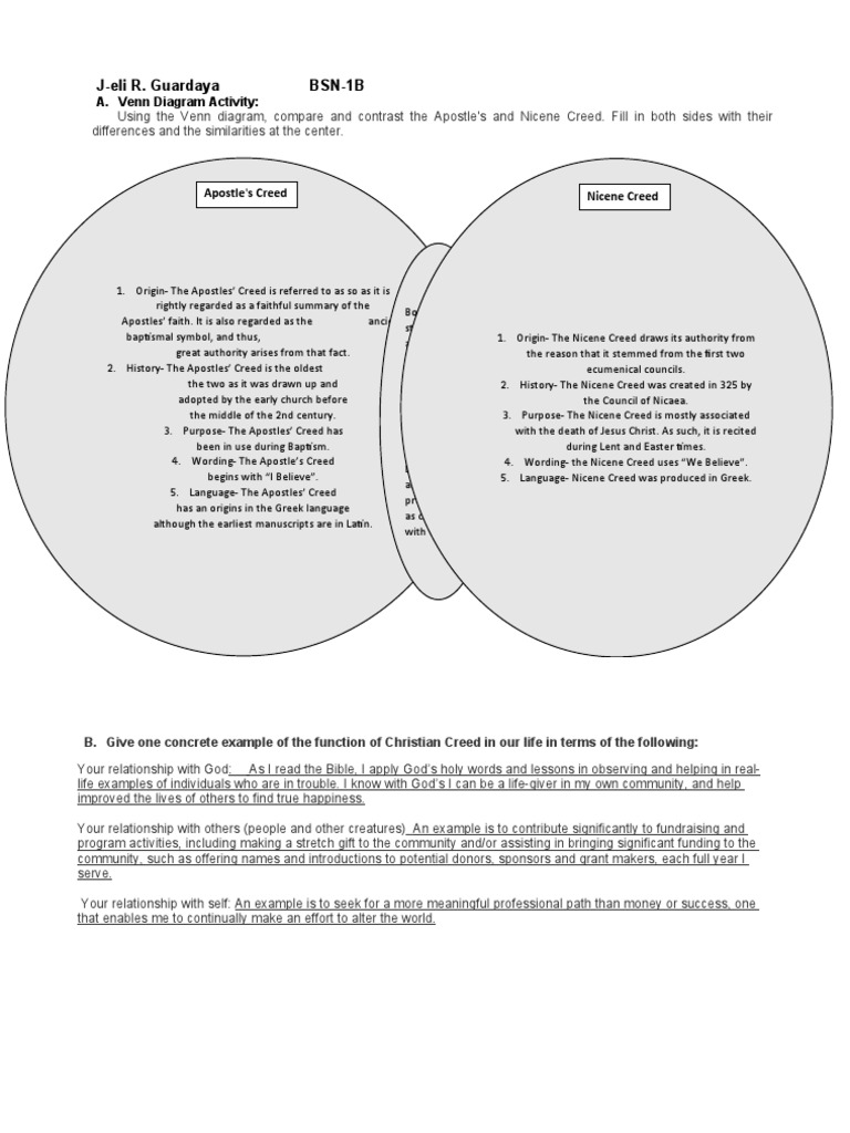 Venn Diagram Activity | PDF | Christian Belief And Doctrine | Theology