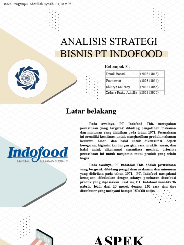 Presentasi Analisis Strategi Bisnis PT Indofood - Kelompok 8 | PDF