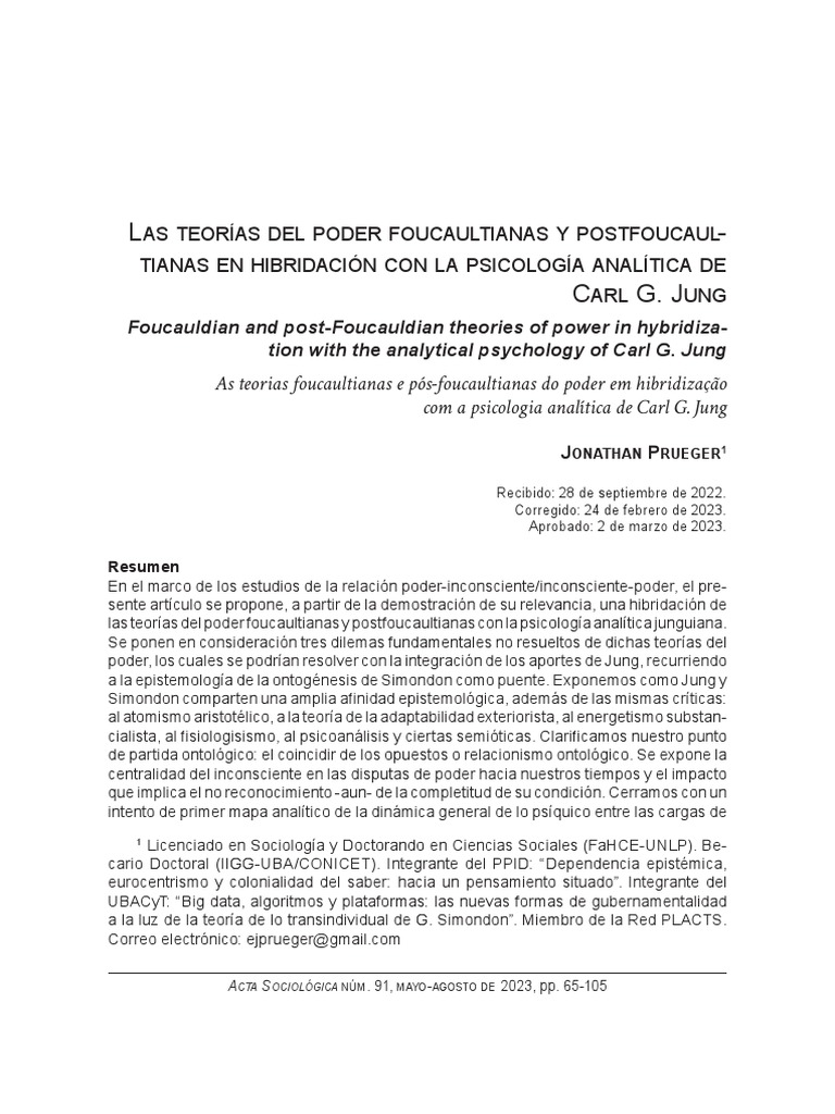 Las Teorías Del Poder en Hibridación Con La Psicología Analítica de Jung | PDF | Psicologia ...