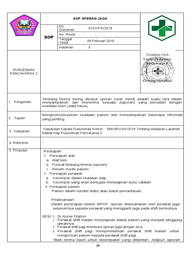 Sop Operan Jaga | PDF