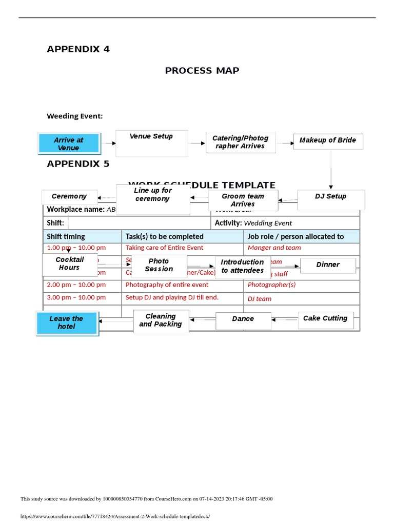 Assessment 2 Work Schedule Template | Download Free PDF | Wedding ...
