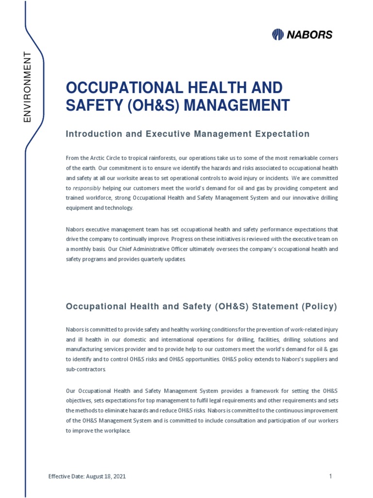Occupational Health Safety Management System | PDF | Occupational ...