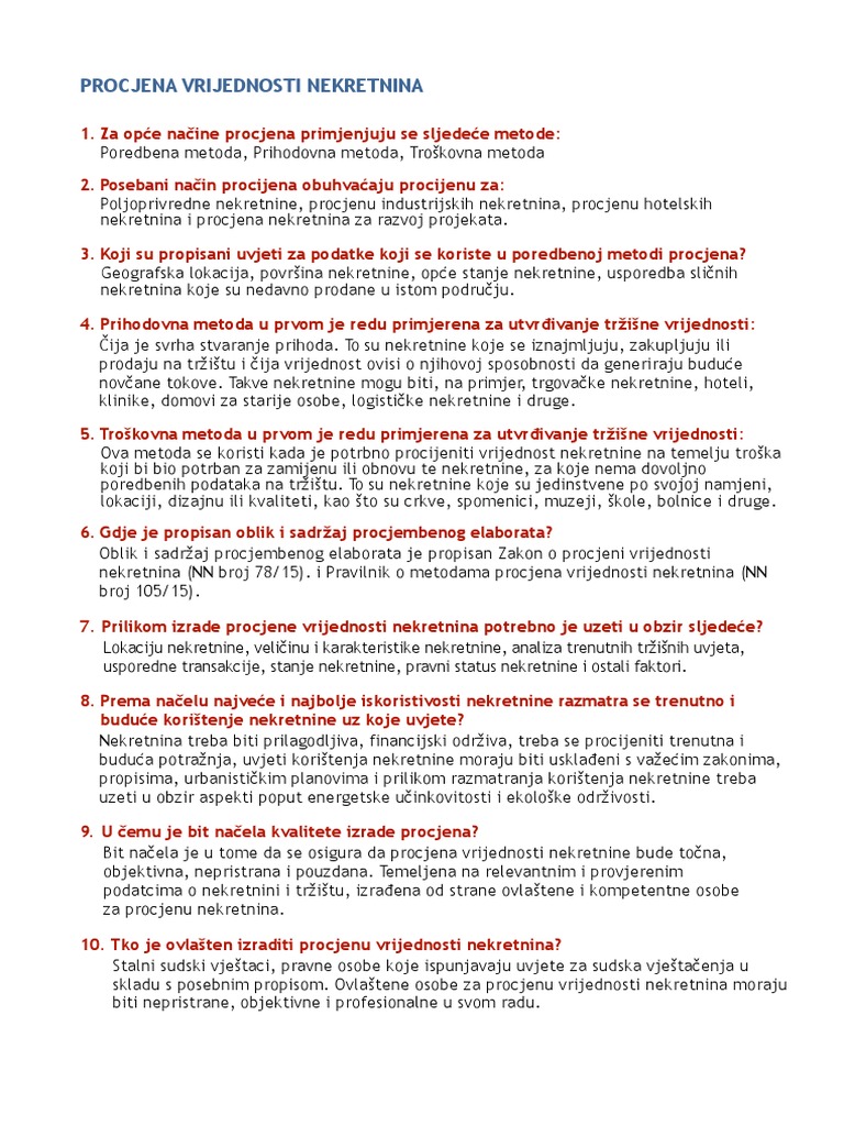 Procjena Vrijednosti Nekretnina | PDF