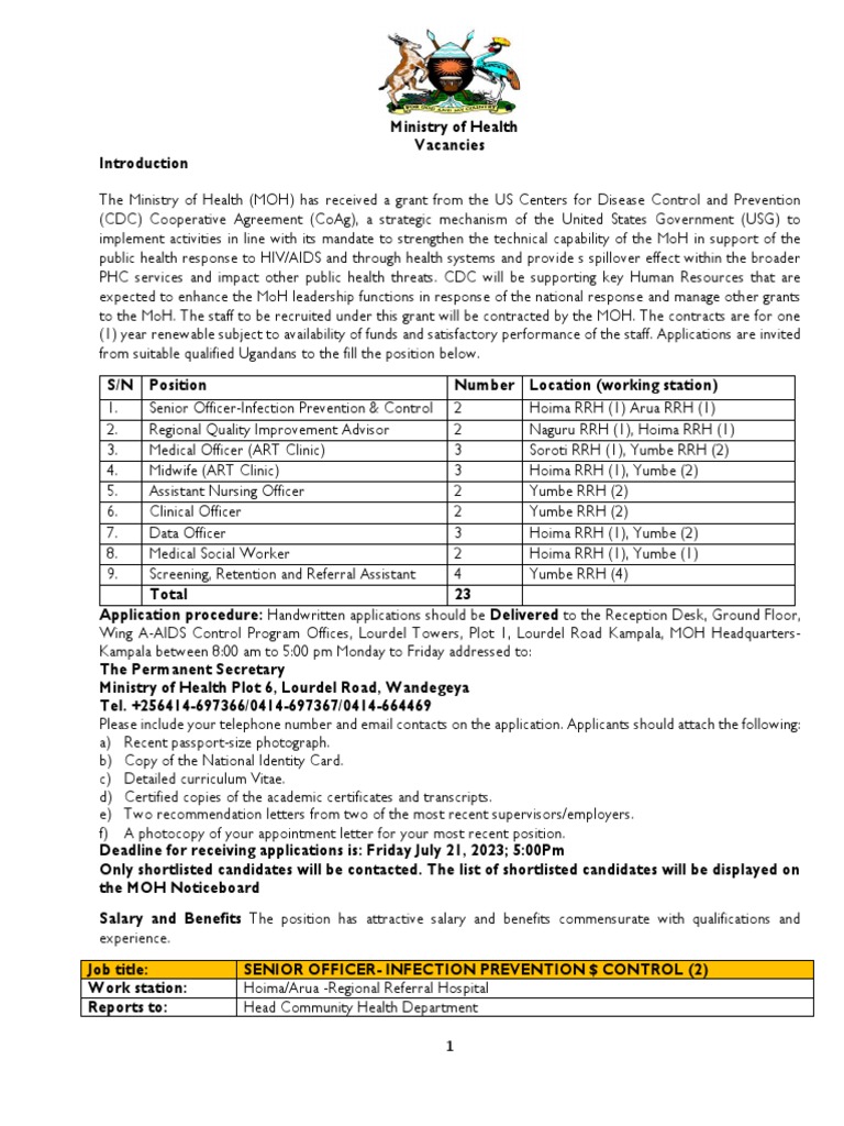 MOH CDC Draft Advert July 2023 2 | PDF | Nursing | Health Care