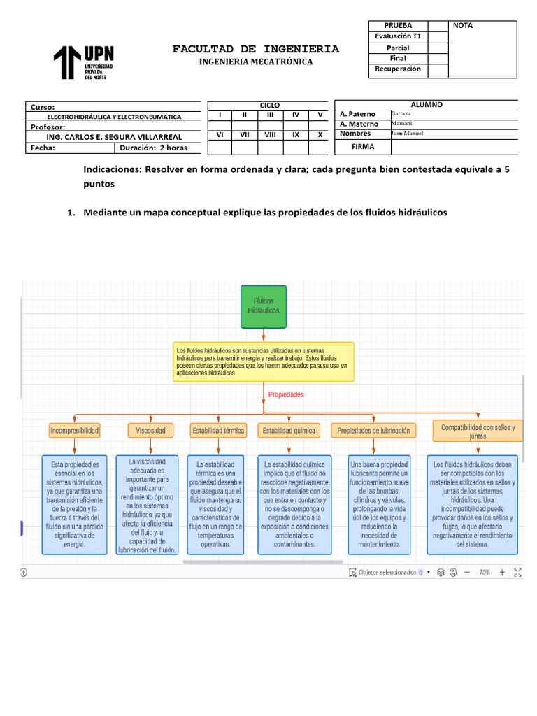 Evaluación Final de Electrohidráulica y Electroneumática - Barraza Mamani Jose Manuel | PDF