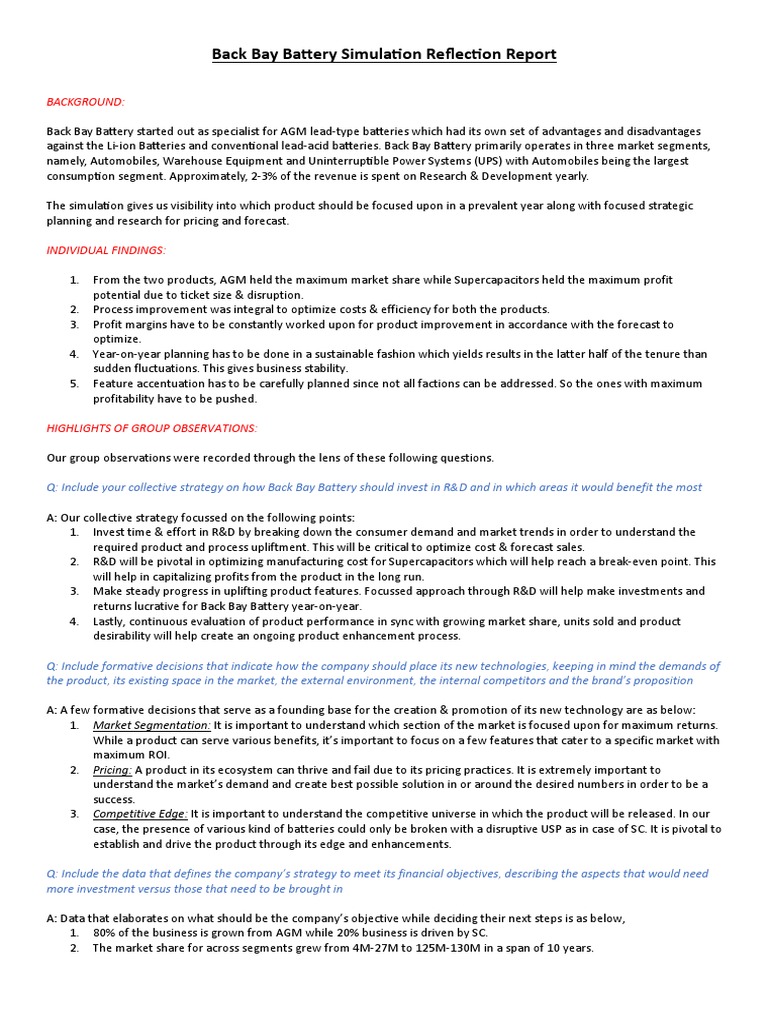 Back Bay Battery Simulation Insights | PDF | Pricing | Research And ...