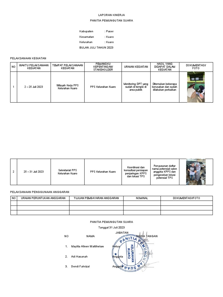 Lap. Kinerja PPS | PDF