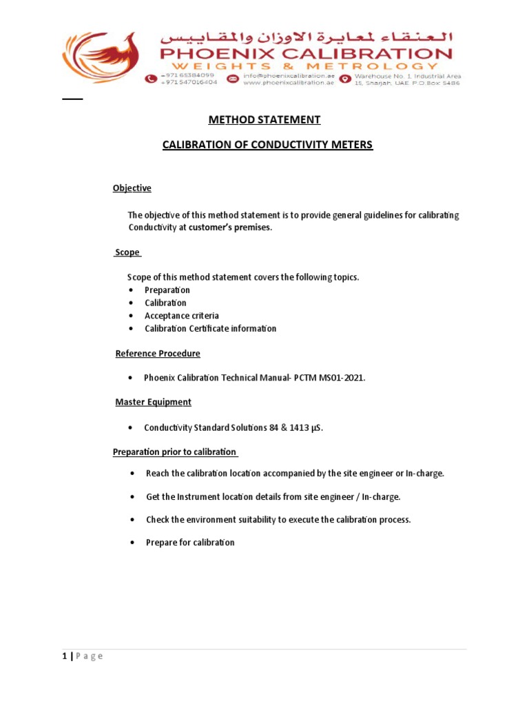 Method Statement For Conductivity Meter | Download Free PDF ...
